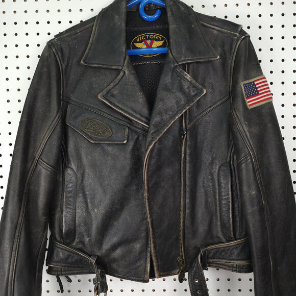 Jackets & Coats | Victory Motorcycles Polaris Black Leather Biker ...